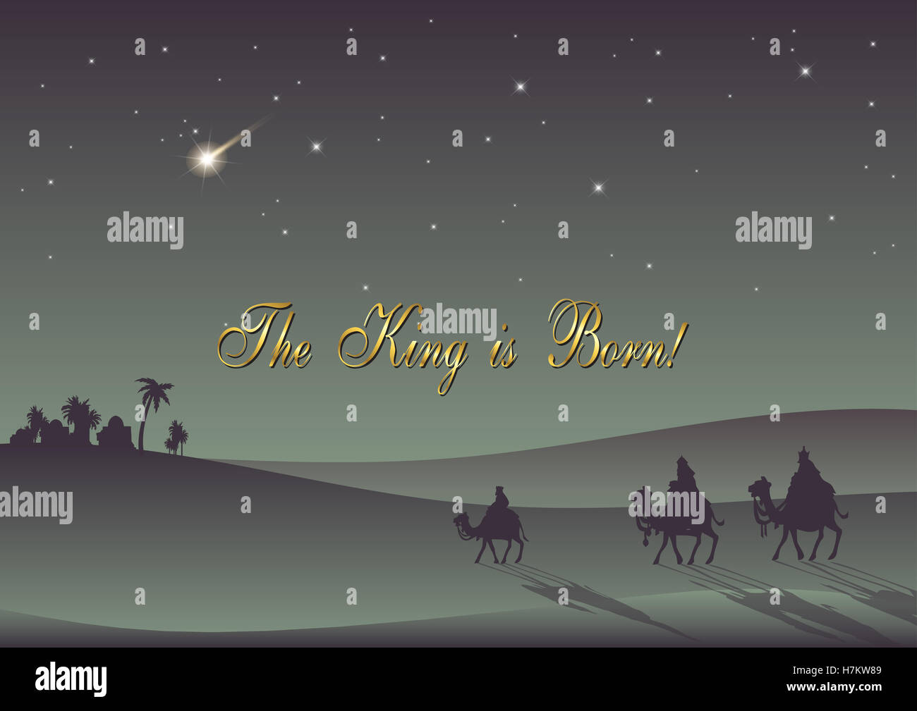 Biblical scene birth jesus bethlehem christmas card hi-res stock ...