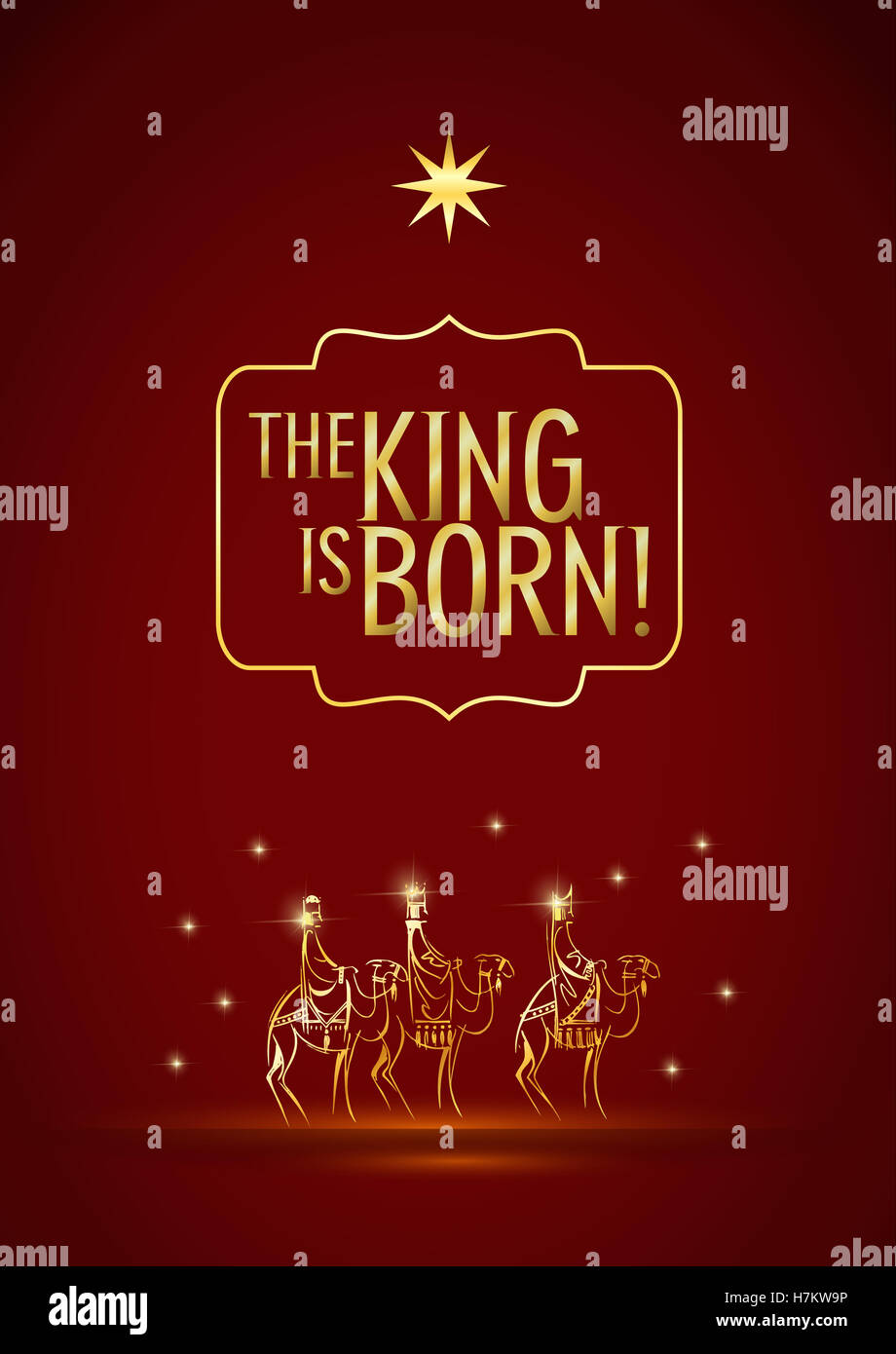Stylized Biblical Christmas illustration: three Wise Men are visiting ...