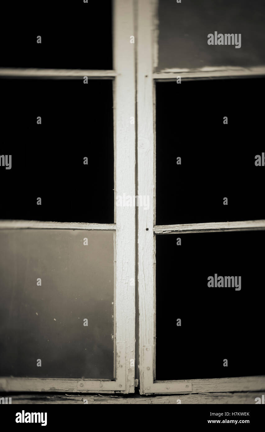 Old broken window with missing glass. Abandoned house detail Stock ...