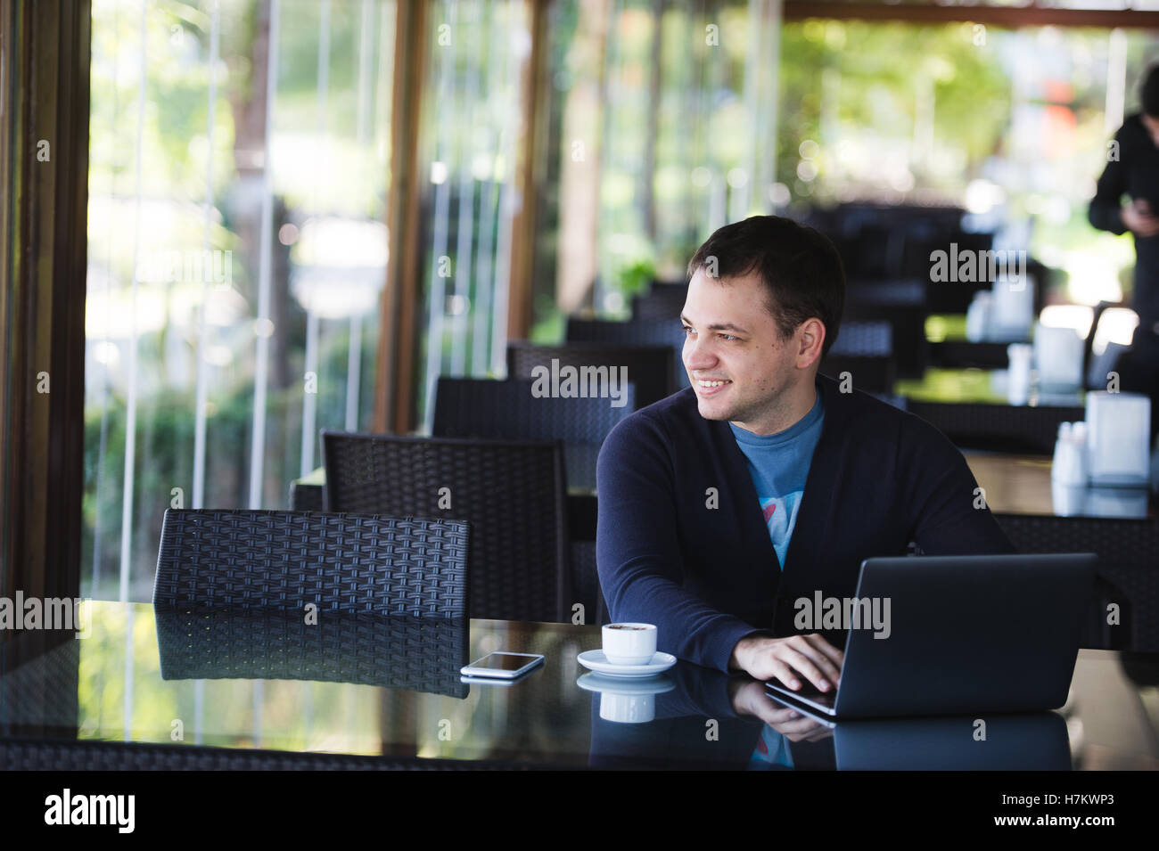 Man Relax Lifestyle Working Coffee Shop Concept Stock Photo - Alamy