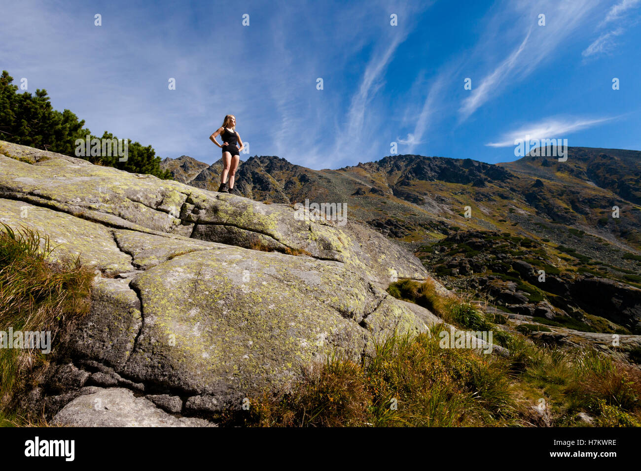 Tourist trekking in Beautiful Mlynicka dolina on the way to Bystre ...