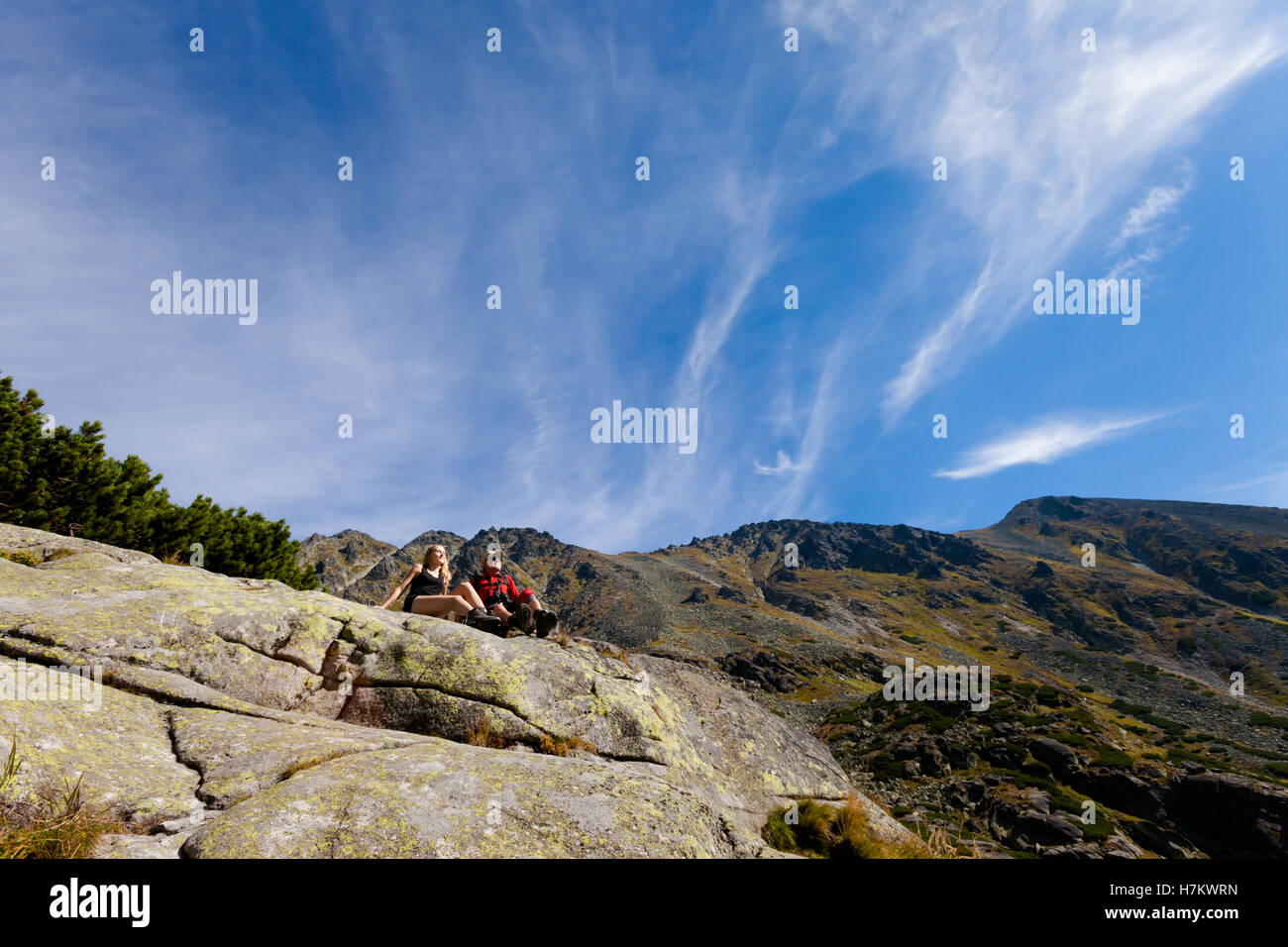 Tourists trekking in Beautiful Mlynicka dolina on the way to Bystre ...