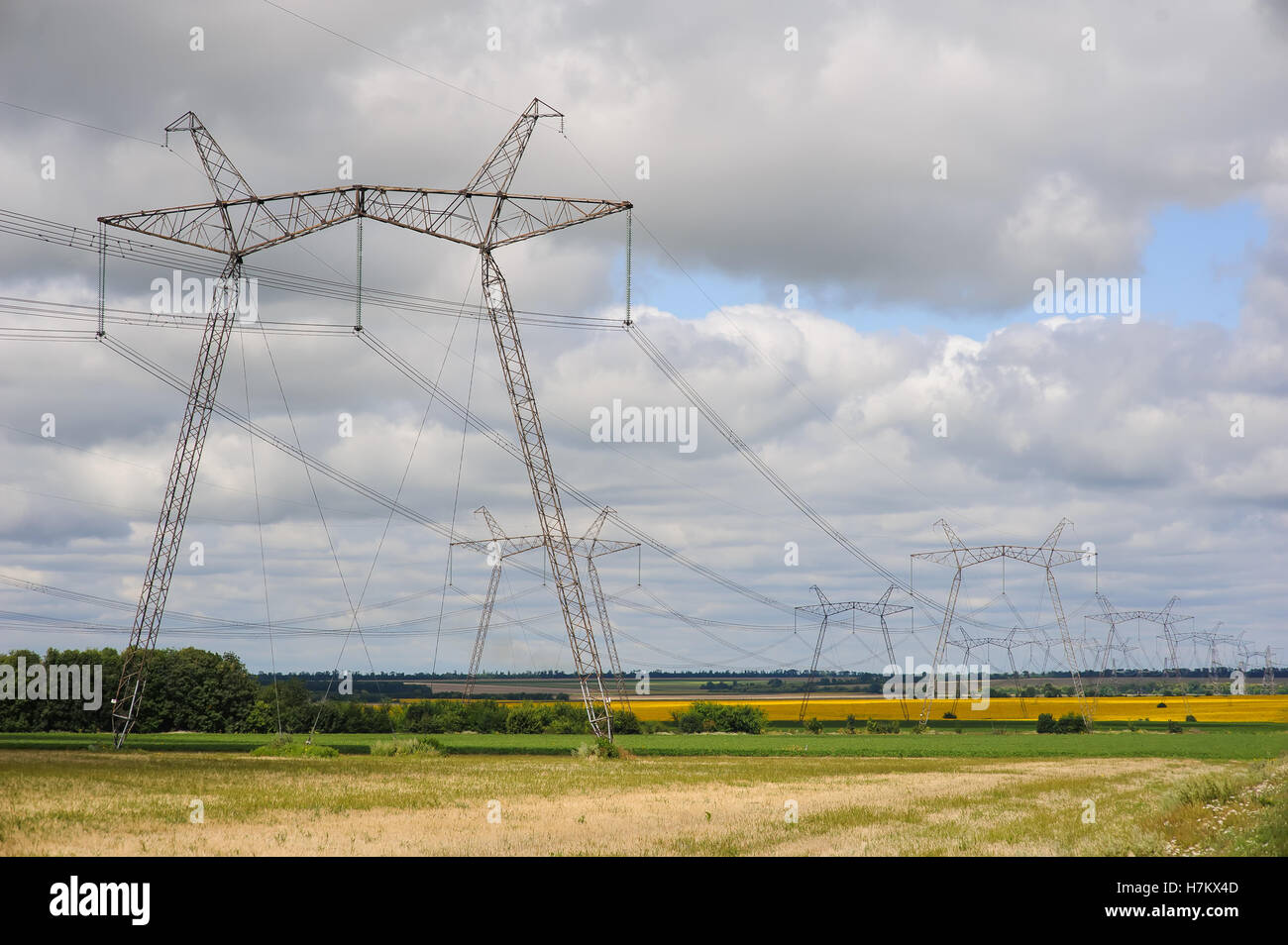 High voltage power line Stock Photo - Alamy
