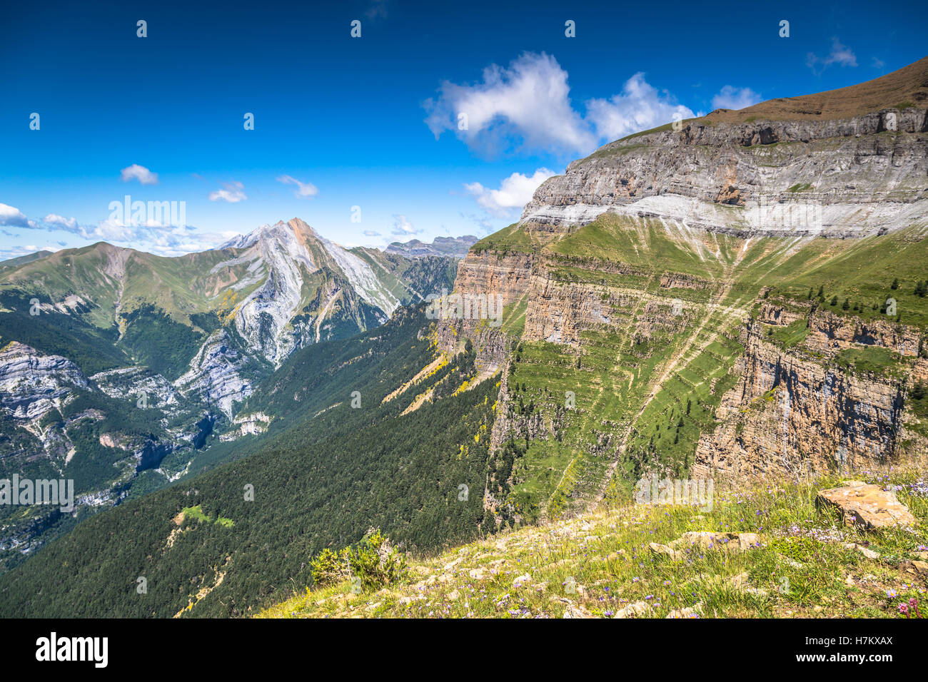 Mountains in the Pyrenees, Ordesa Valley National Park, Aragon, Huesca ...