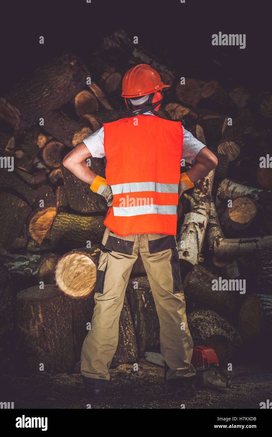 Firewood Seasonal Preparation Job Well Done. Satisfied Men with Wood ...