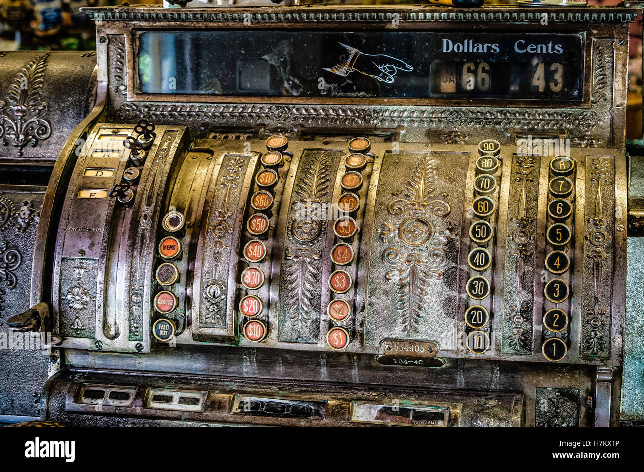 Antique brass cash register Stock Photo - Alamy