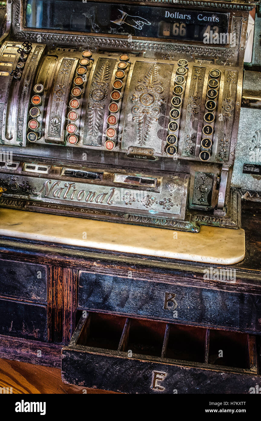 Antique brass cash register Stock Photo - Alamy