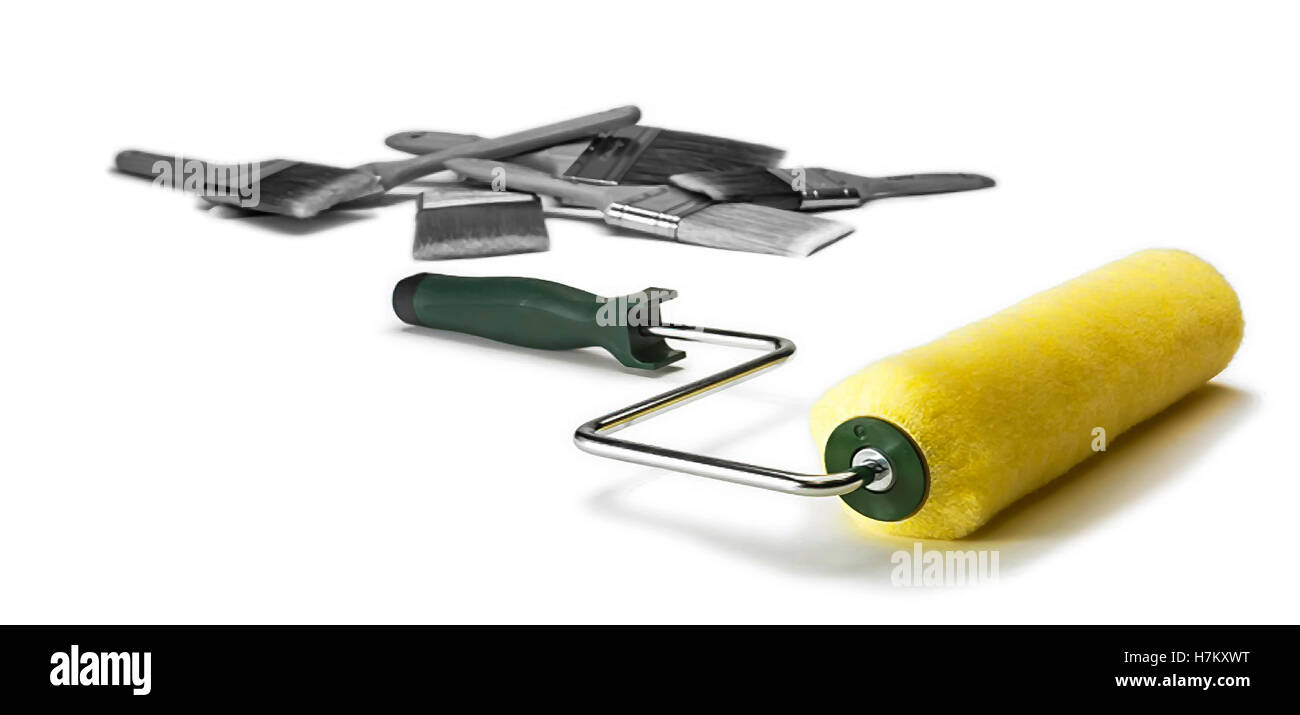 Paint roller and brushes Stock Photo - Alamy