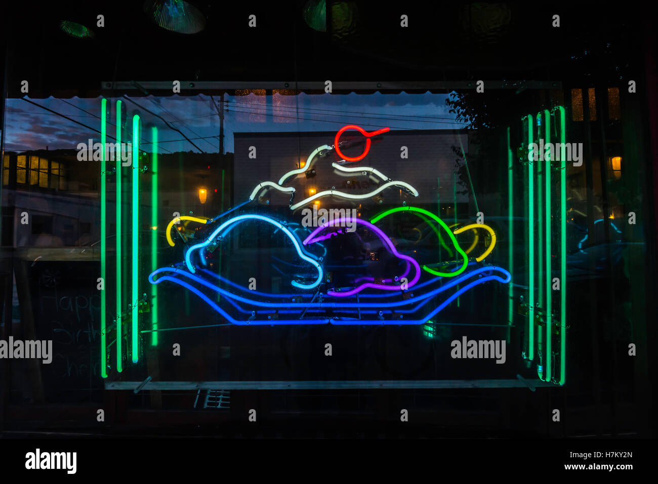 Ice cream shop w neon sign Stock Photo - Alamy