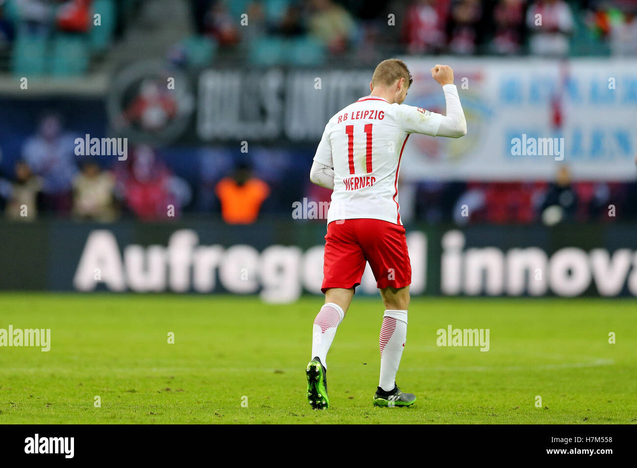 Leipzig, Germany. 6th Nov, 2016. Leipzig's Timo Werner celebrates his 3 ...