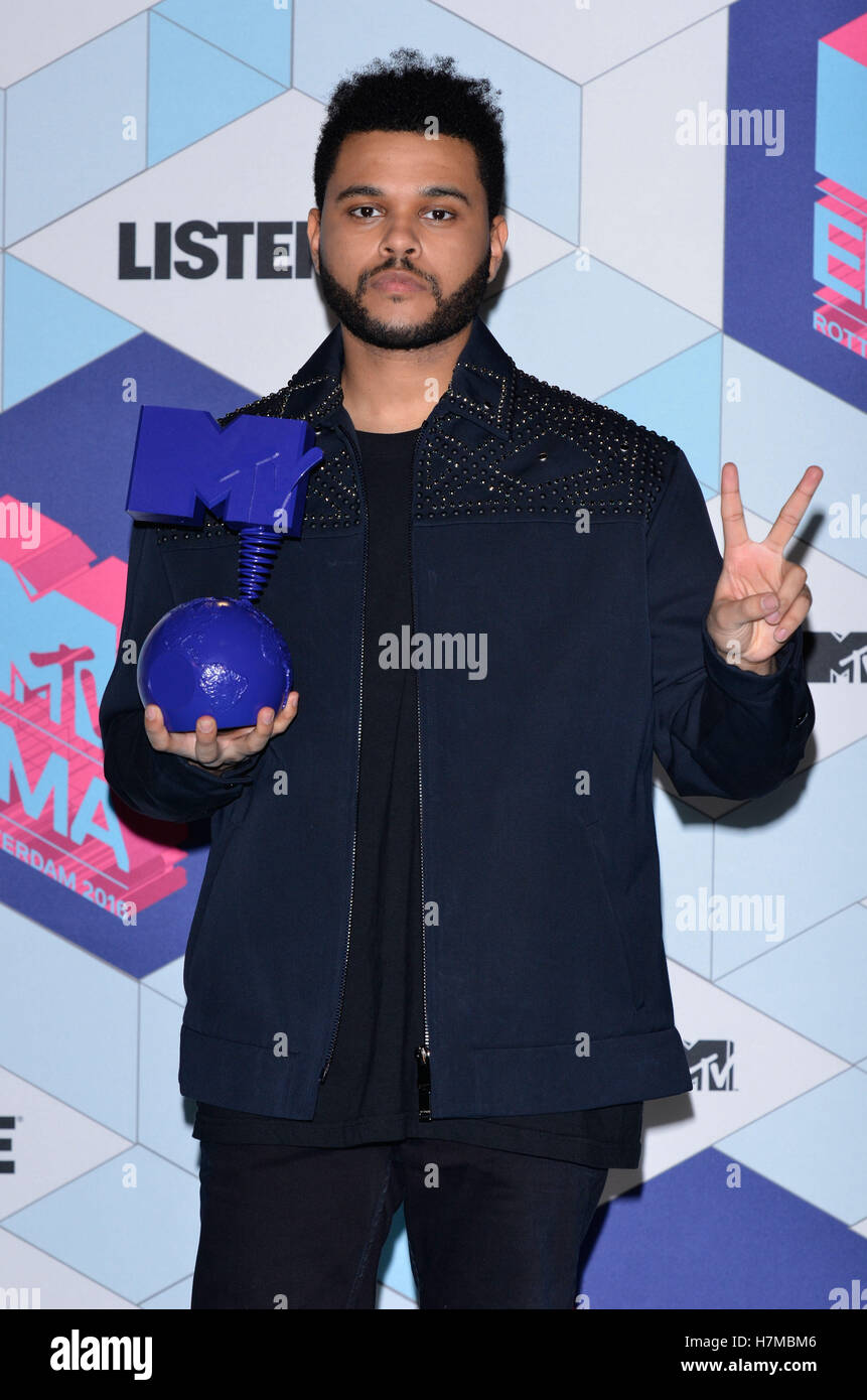 Rotterdam, Netherlands. 06th Nov, 2016. Singer The Weeknd poses in the ...