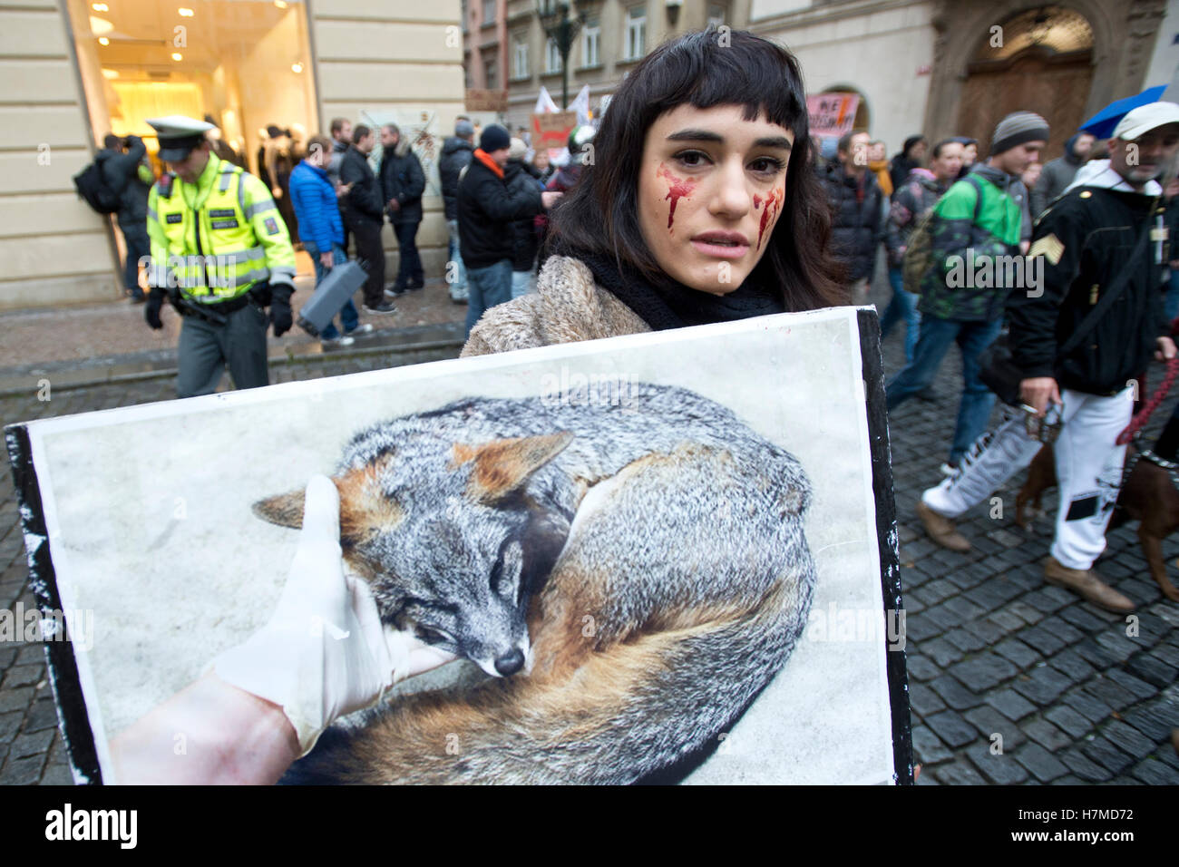 Several hundred activists, wearing animal costumes, participated in a ...