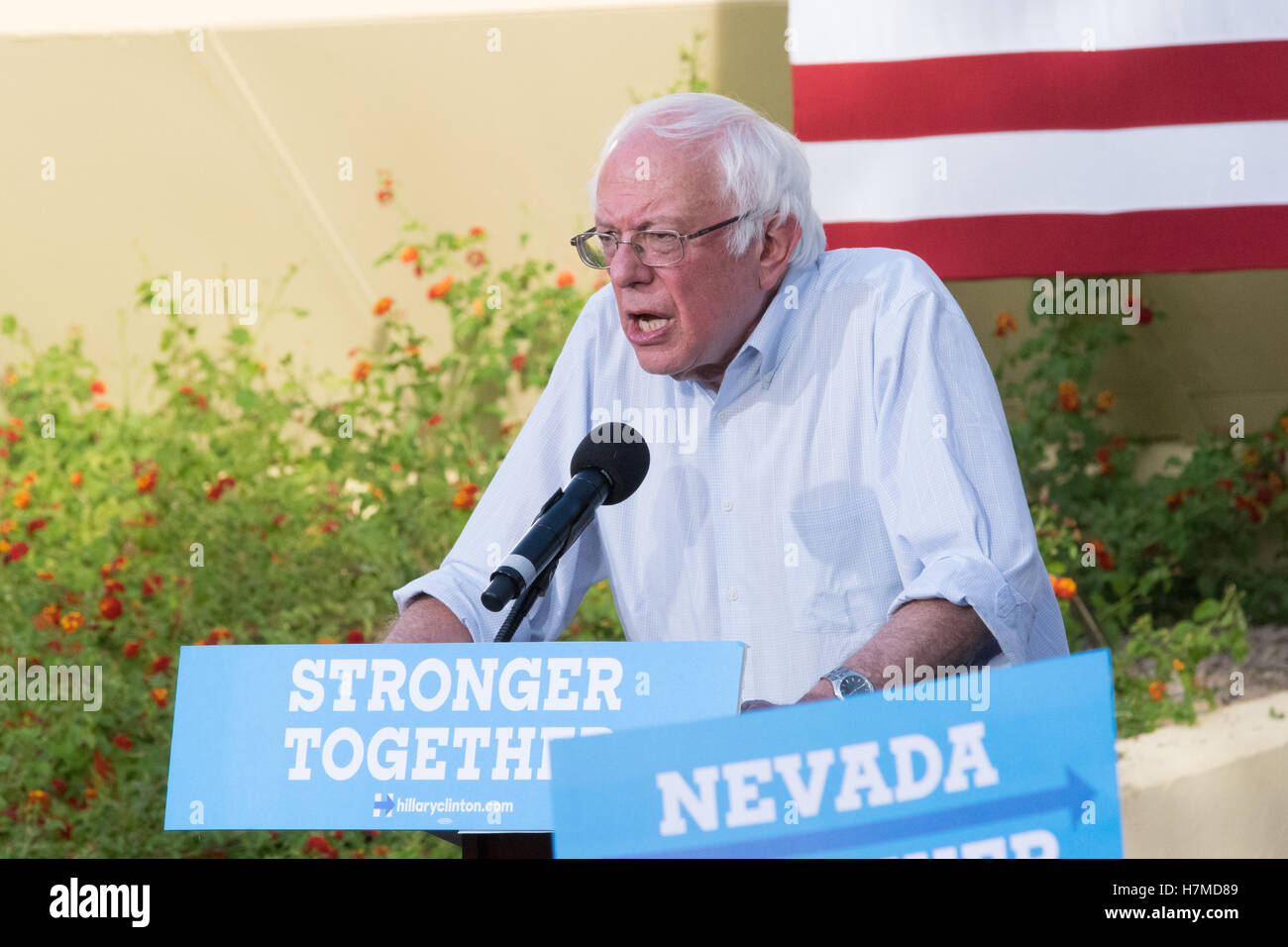 Senator Bernie Sanders rallies the crowd at a GOTV event on November ...