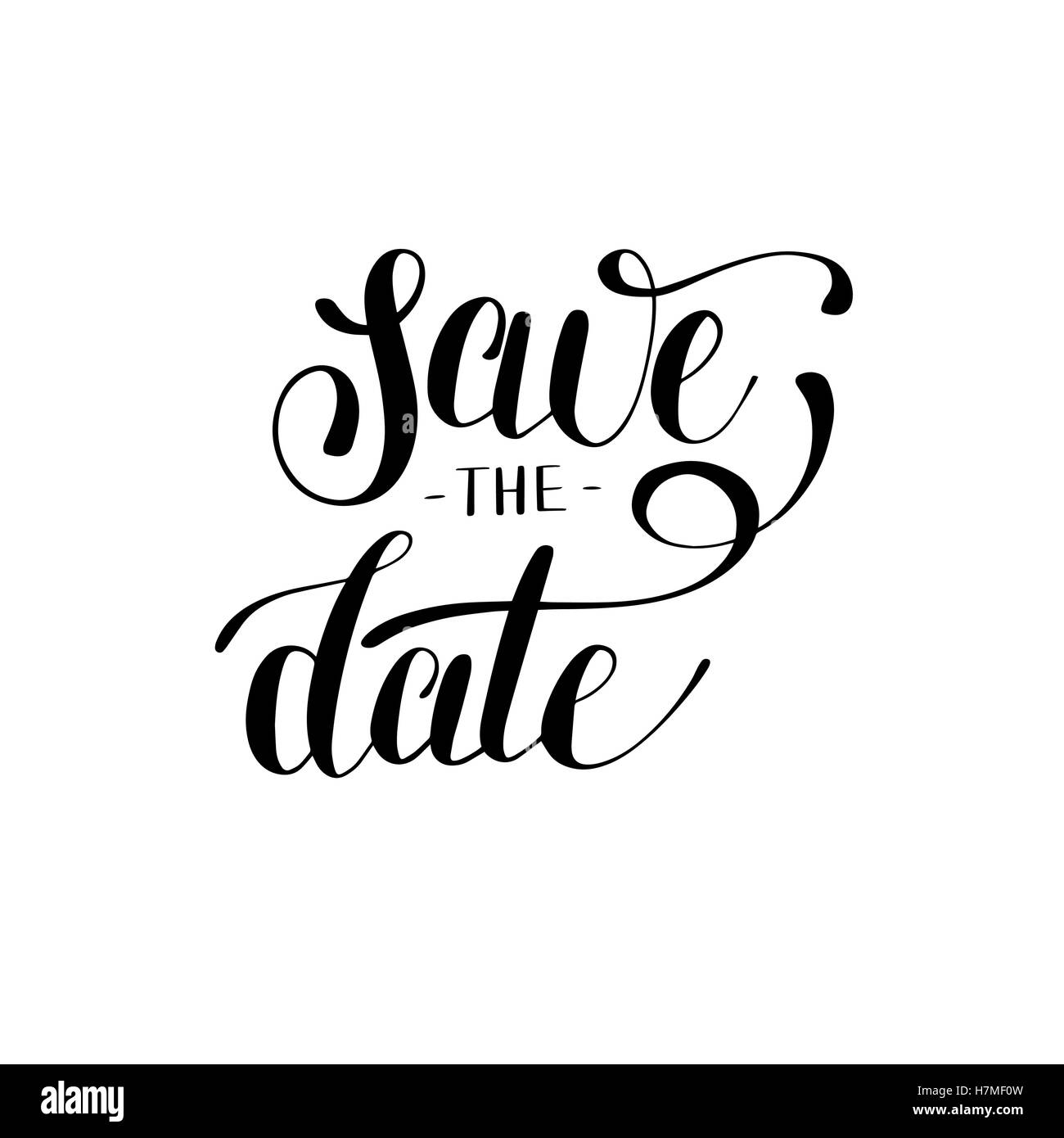 save the date black and white hand lettering inscription typogra Stock ...