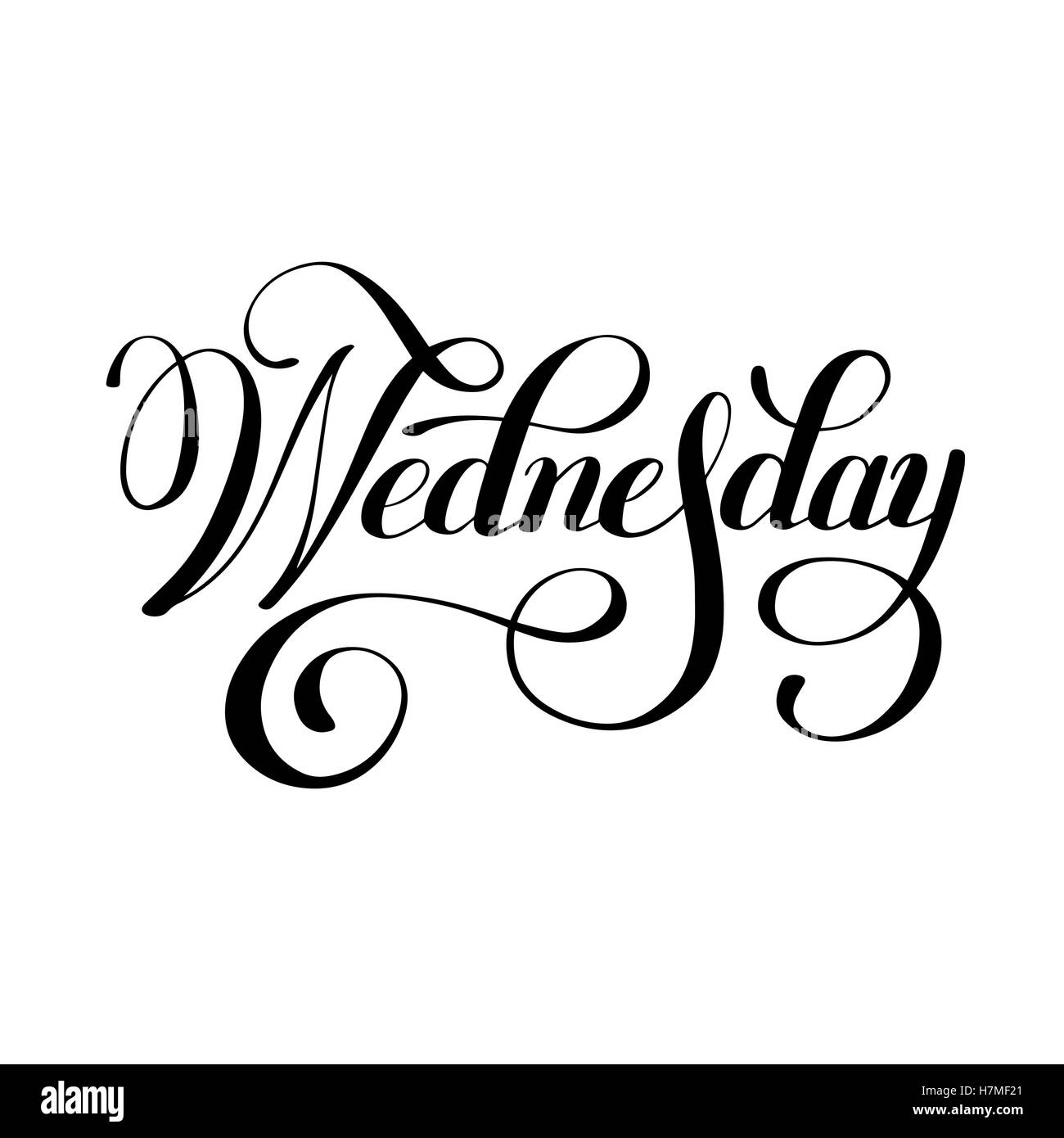 Wednesday day of the week handwritten black ink calligraphy Stock ...