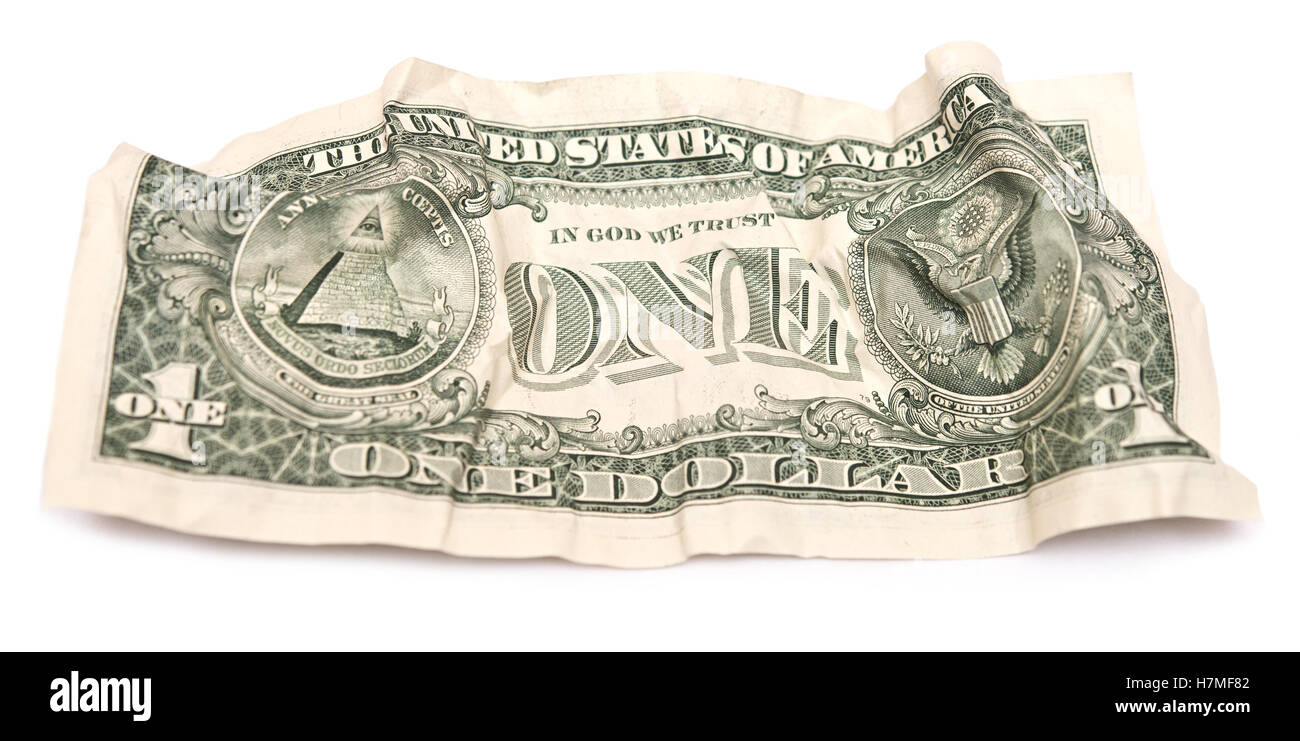 one dollar banknote isolated on white background Stock Photo - Alamy