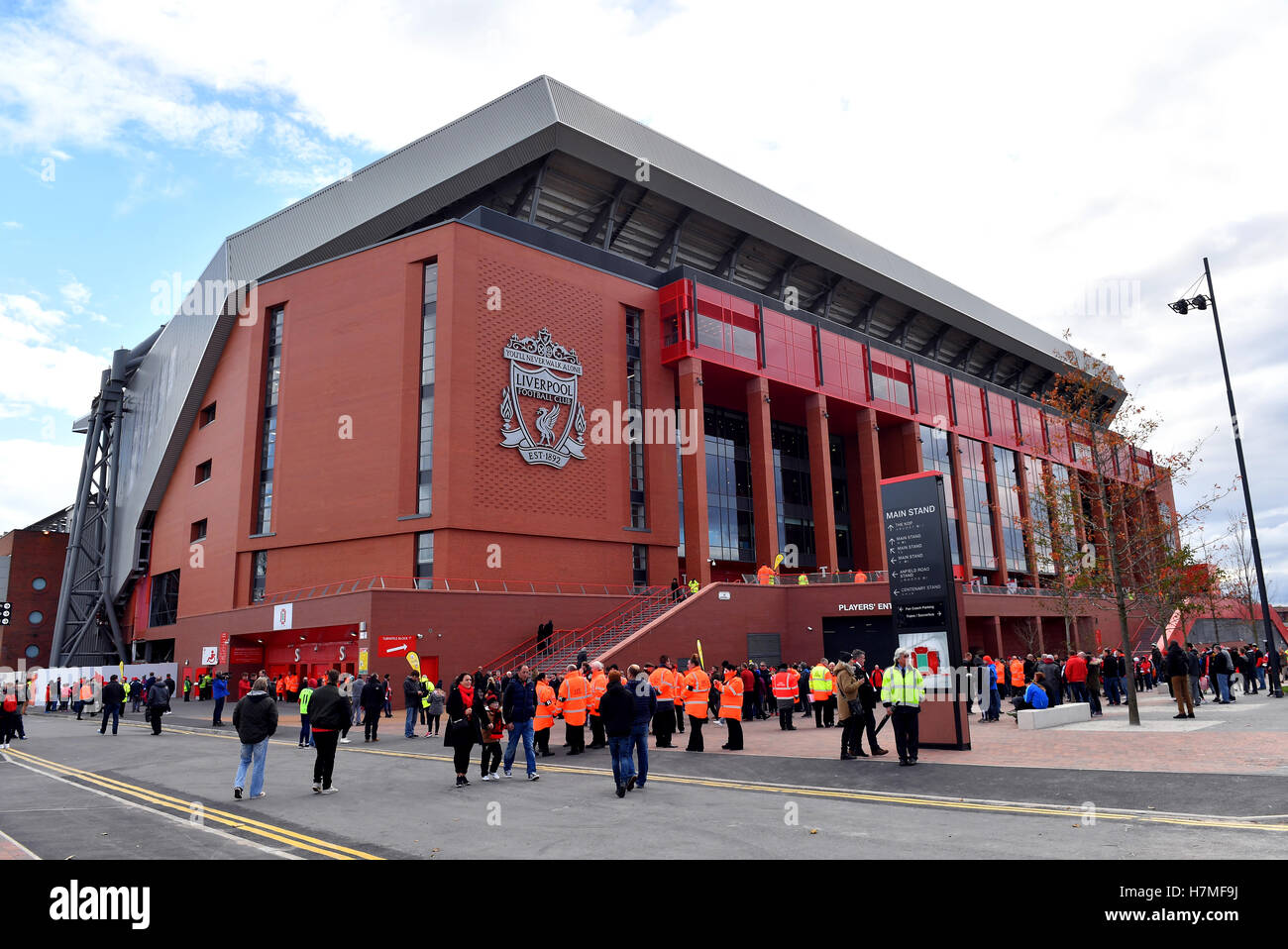 Fans outside the ground ahead of the Premier League match at Anfield ...
