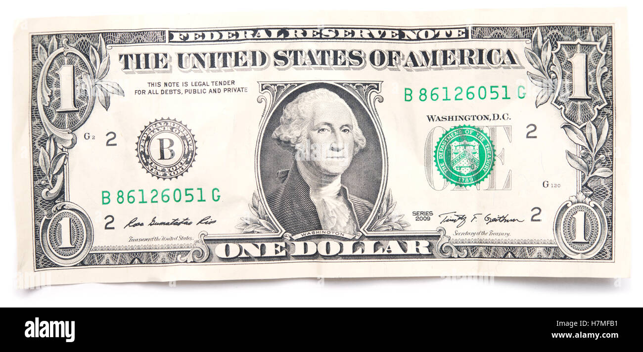 one dollar isolated on white background Stock Photo - Alamy