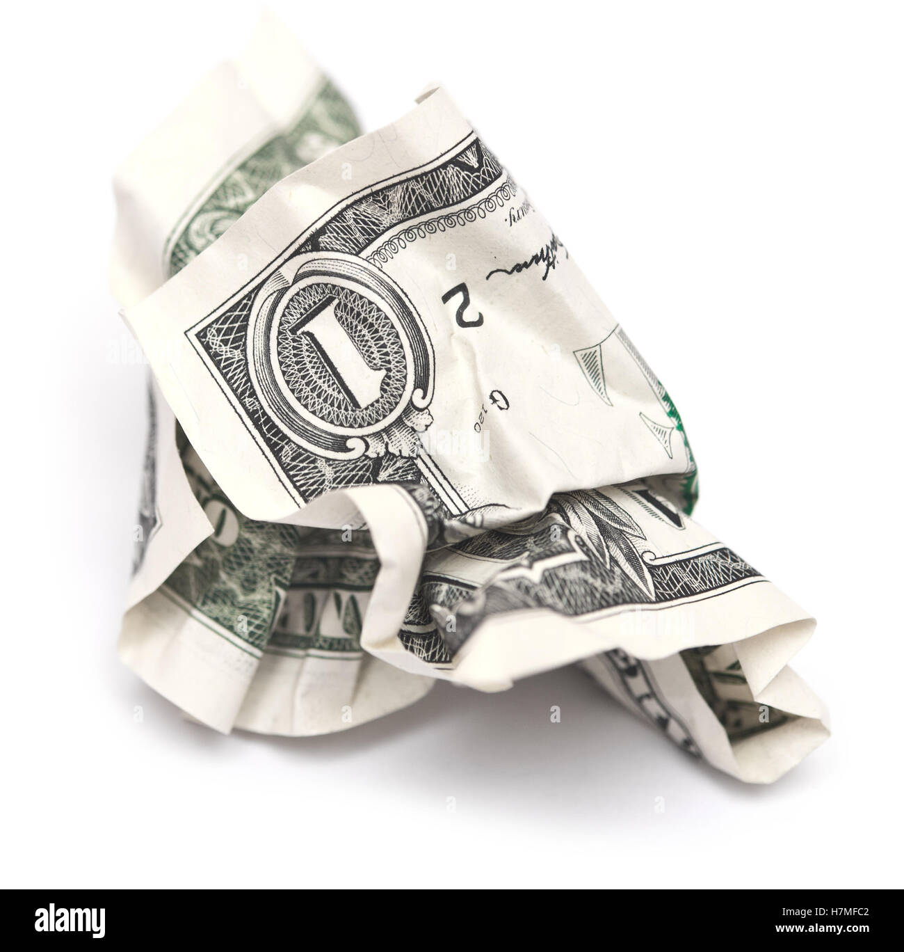 crumpled dollar isolated on white background Stock Photo - Alamy