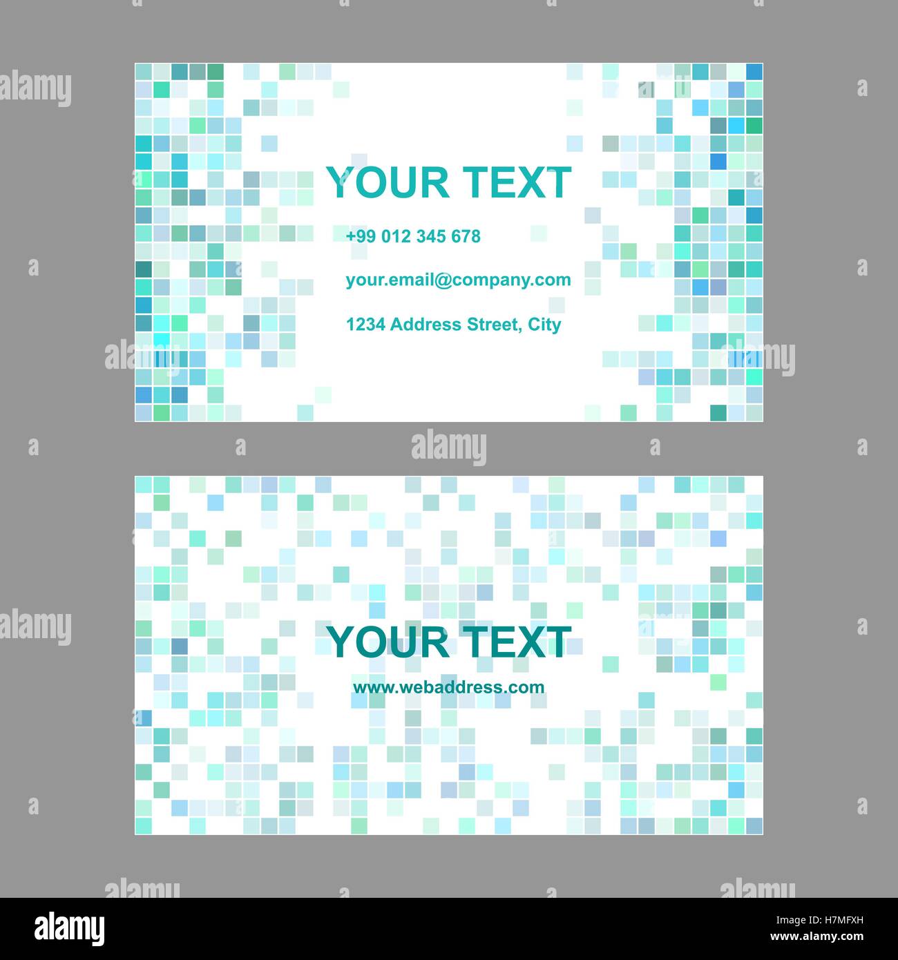 Cyan square mosaic business card template design Stock Vector Image ...