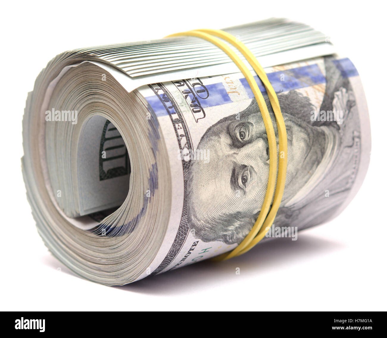 dollars roll isolated on white background Stock Photo - Alamy