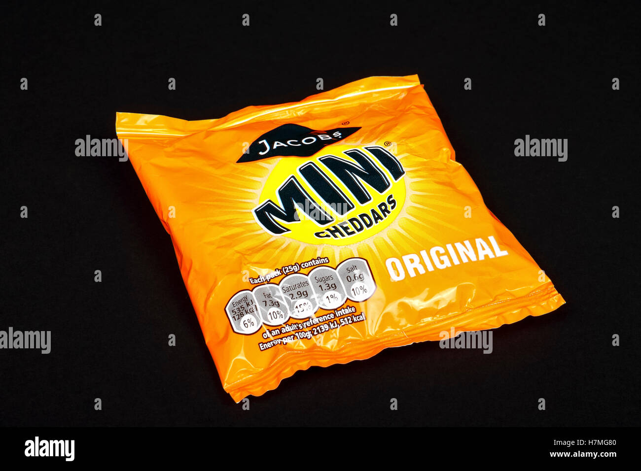 Jacobs mini cheddars isolated on a black background Stock Photo - Alamy