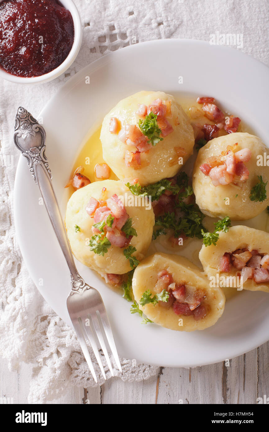 Swedish potato dumplings kroppkaka close-up on a plate. vertical view ...