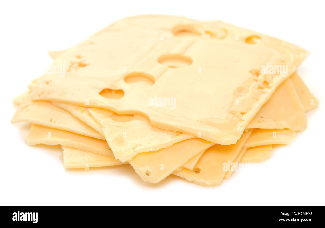 sliced cheese isolated on white background Stock Photo - Alamy