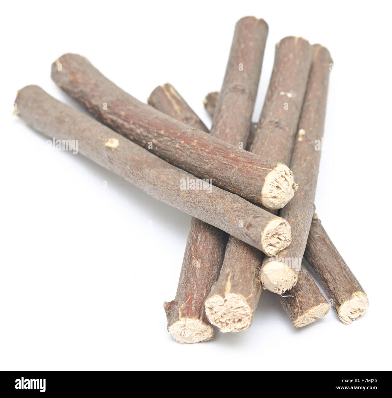 stack of wooden logs isolated on white Stock Photo - Alamy