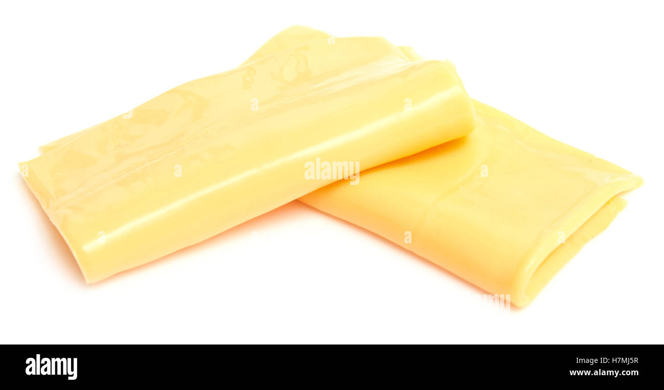 two slices of cheese isolated on white background Stock Photo - Alamy