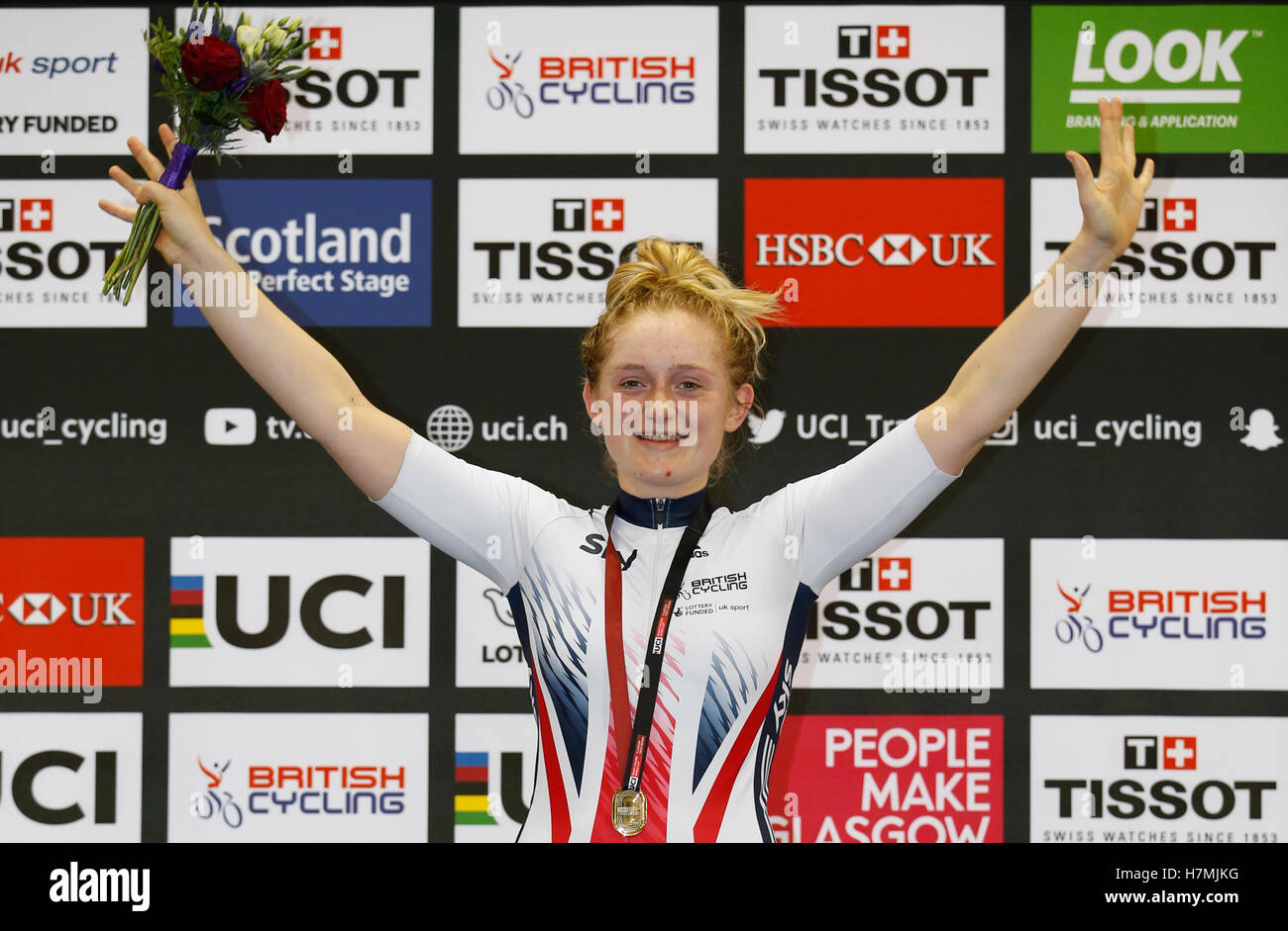 Great Britain's Emily Kay on the podium after winning gold in the Women ...
