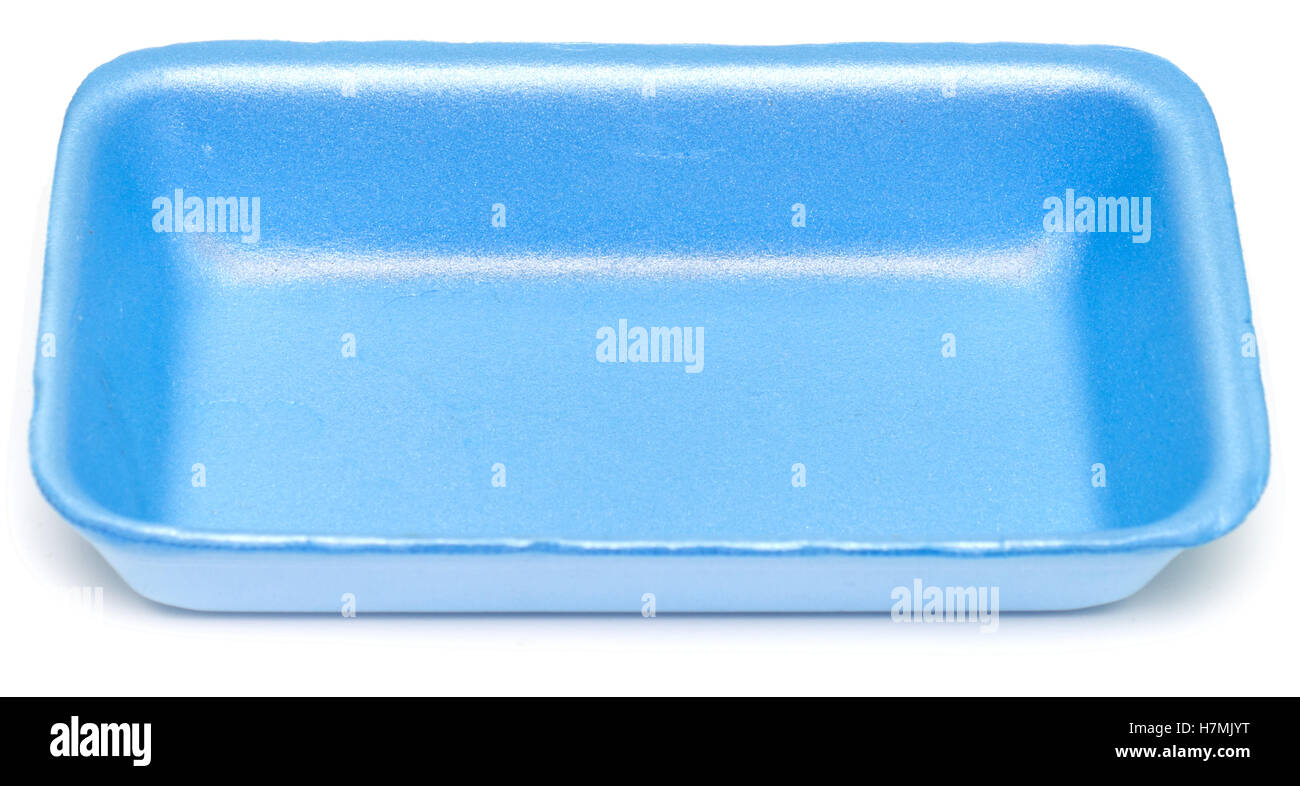 blue plastic tray isolated on white background Stock Photo - Alamy
