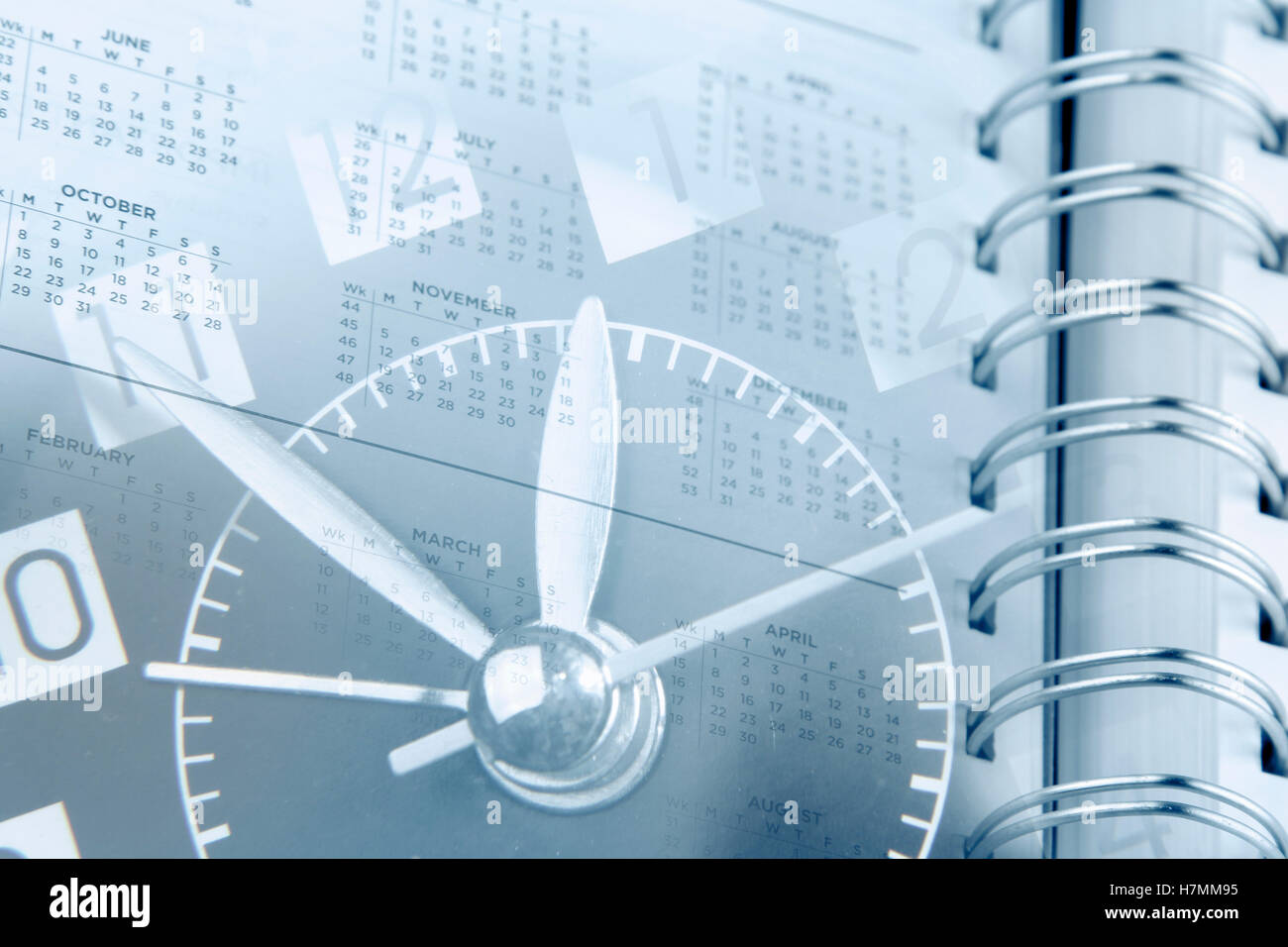 Clock face and diary calendar Stock Photo - Alamy