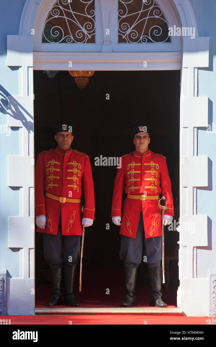 The presidential guard at the entrance of the residence of the ...