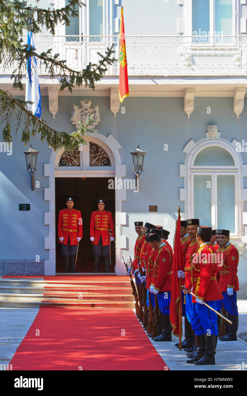 The presidential guard at the entrance of the residence of the ...