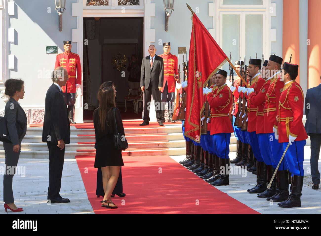 The presidential guard at the entrance of the residence of the ...