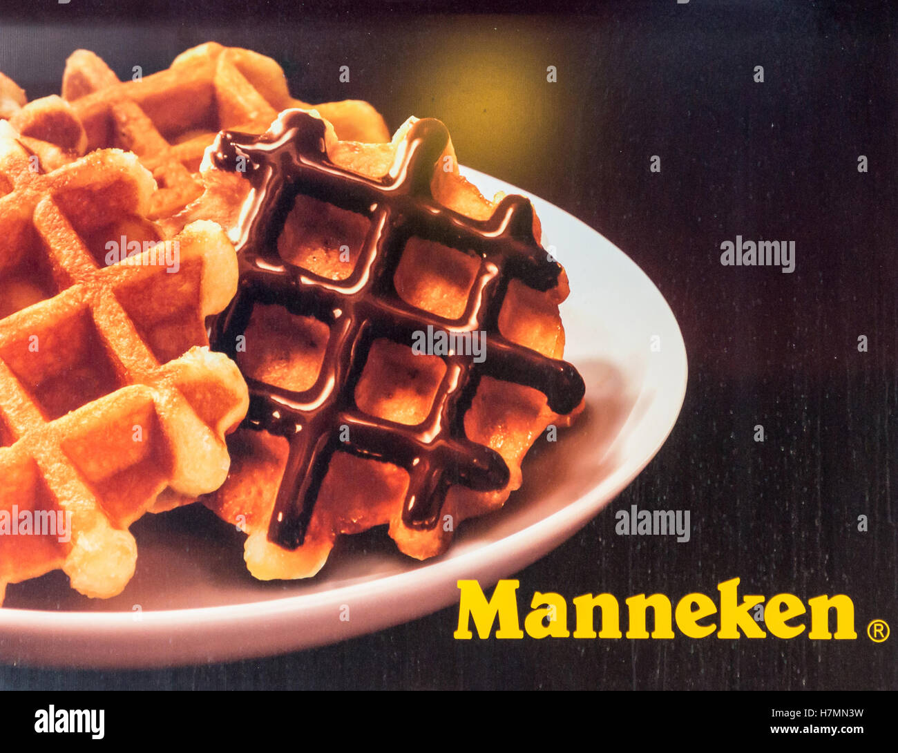 Poster of Belgian Waffles at Manneken in Shinjuku Stock Photo - Alamy