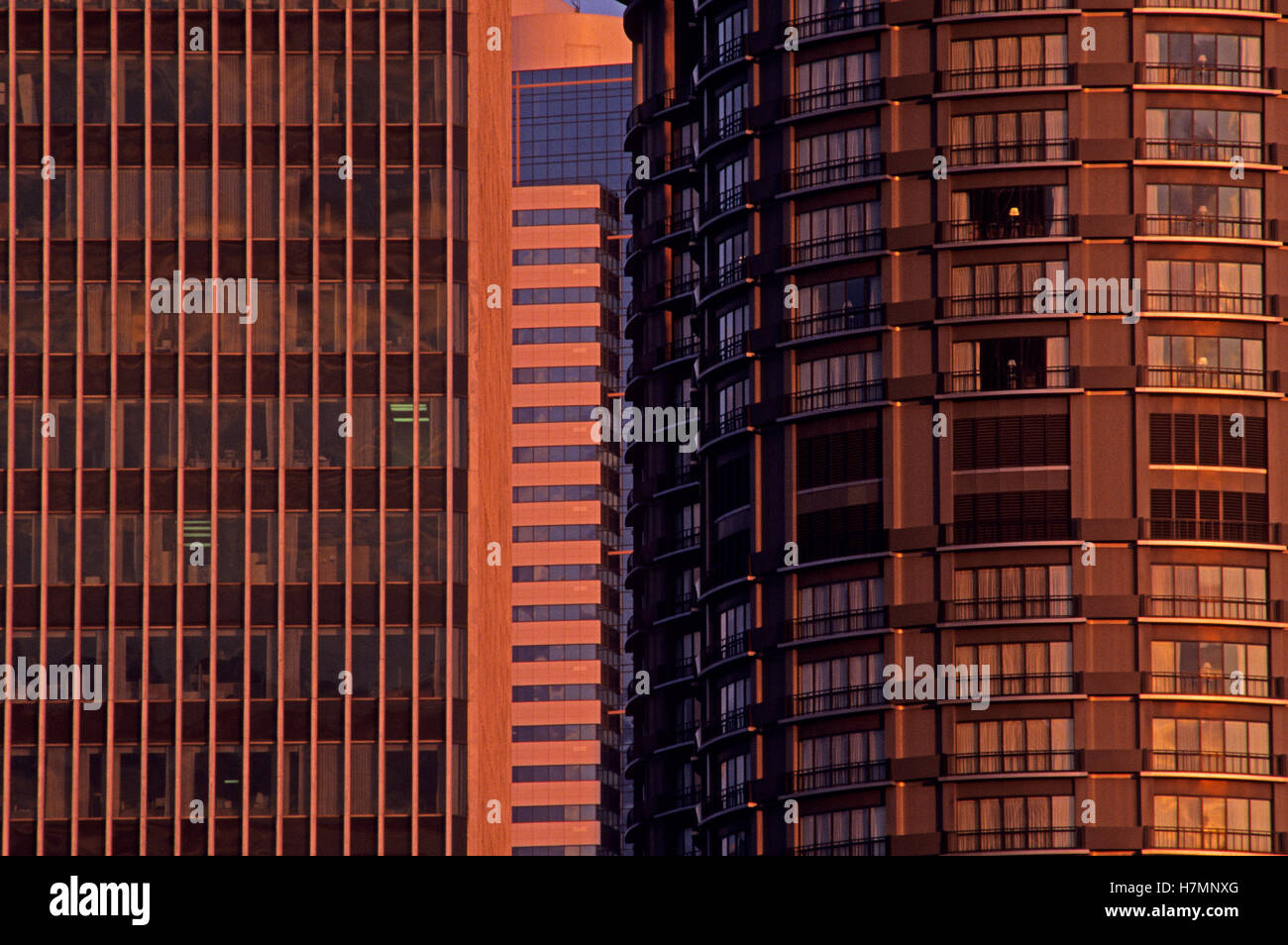 Downtown office buildings and apartments focus on glass windows Seattle ...