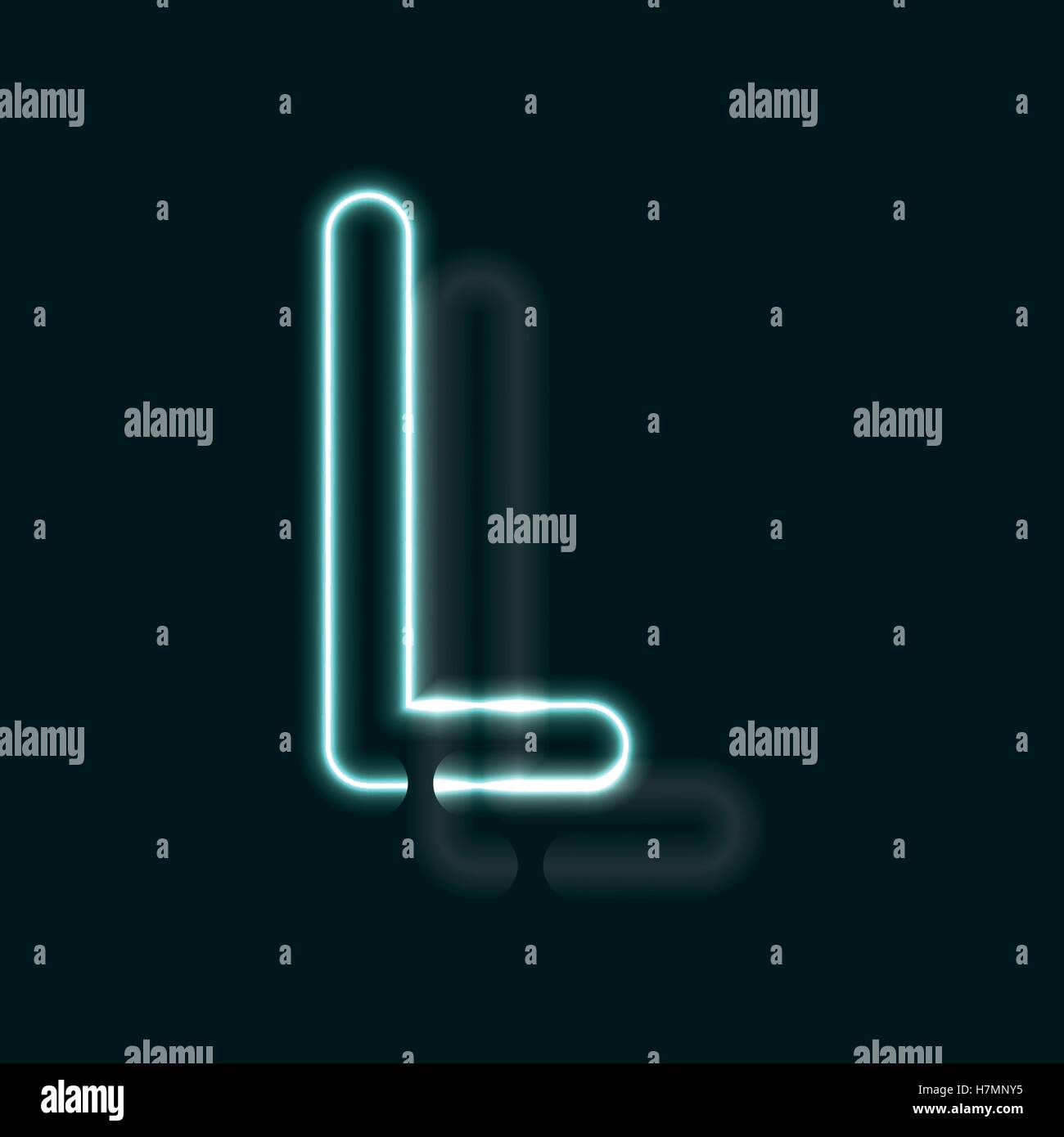 Neon alphabet. Glowing contour font. Realistic vector letter of neon ...