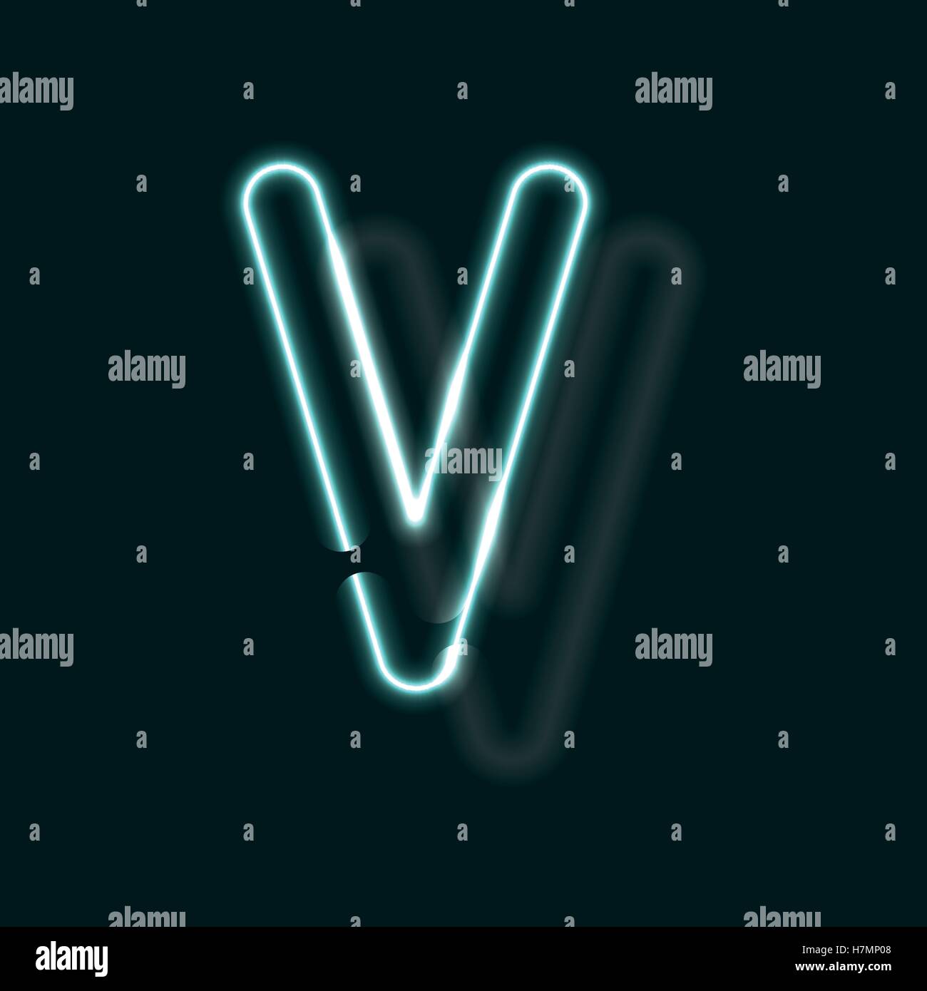 Neon alphabet. Glowing contour font. Realistic vector letter of neon ...