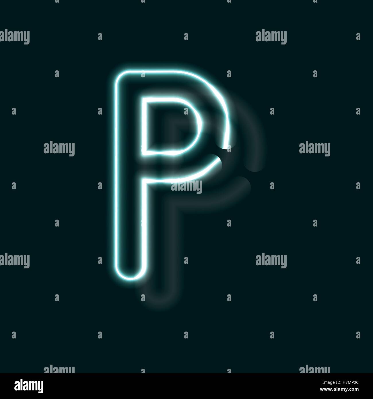 Neon alphabet. Glowing contour font. Realistic vector letter of neon ...