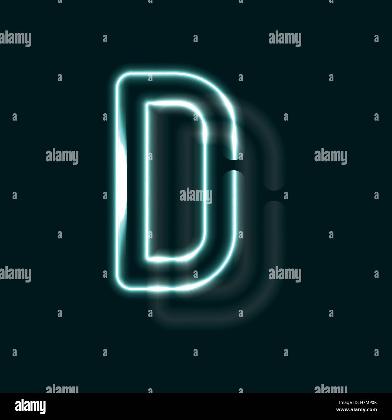 Neon alphabet. Glowing contour font. Realistic vector letter of neon ...