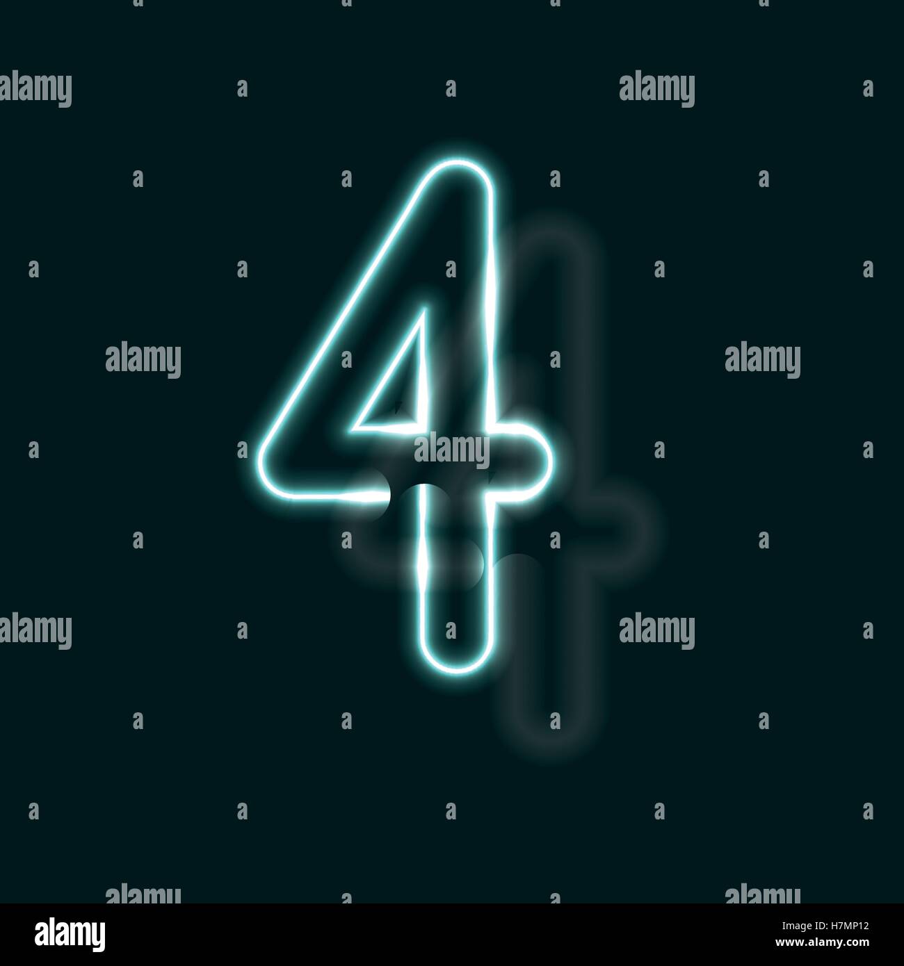 Neon alphabet. Glowing contour font. Realistic vector letter of neon ...