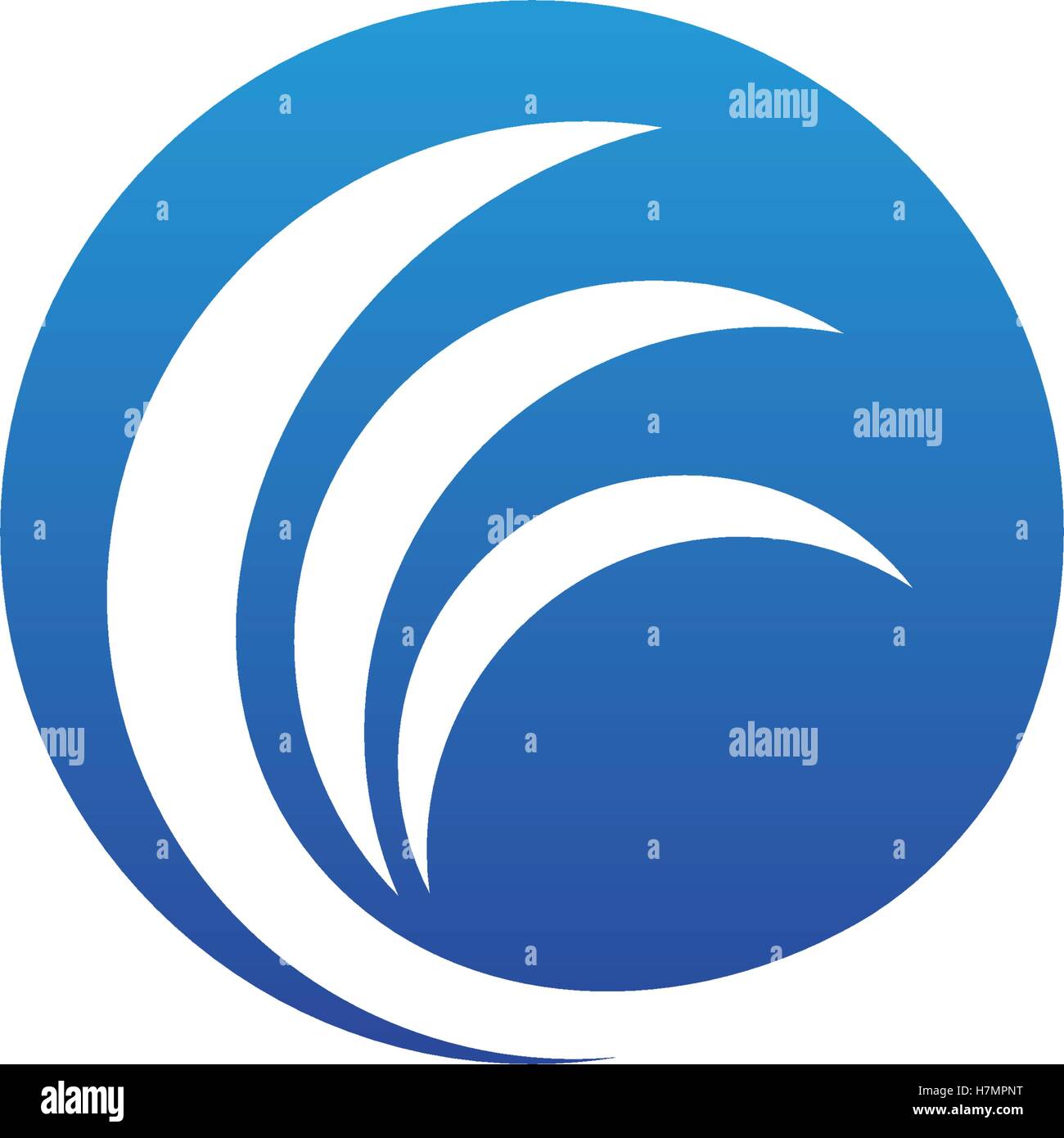 Vector Logo with yellow sun and blue sea waves. Vector logotype Stock ...