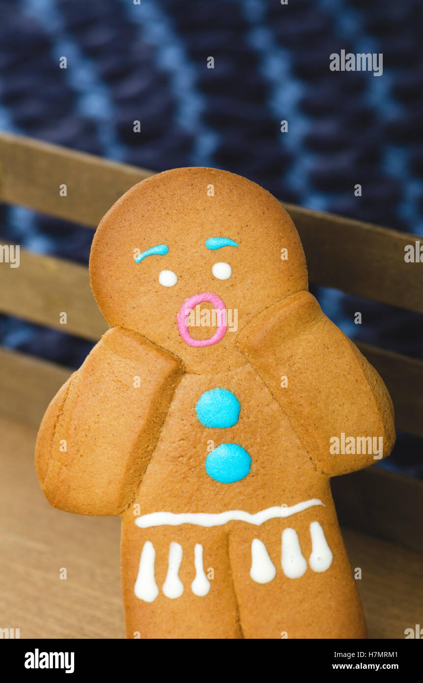 Gingerbread man cookie on a bridge Stock Photo - Alamy