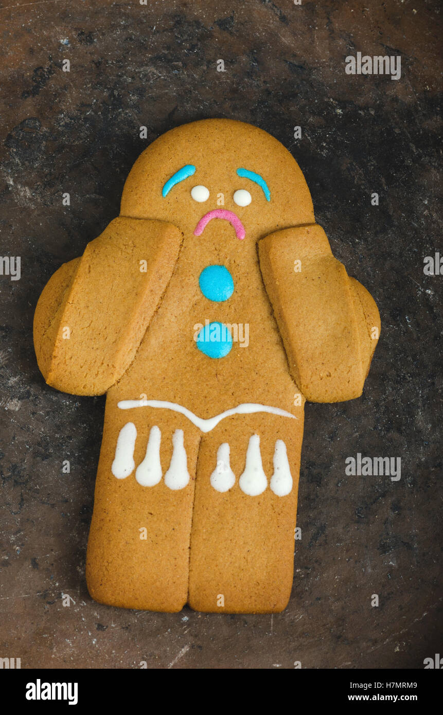 Sad gingerbread man cookie Stock Photo - Alamy