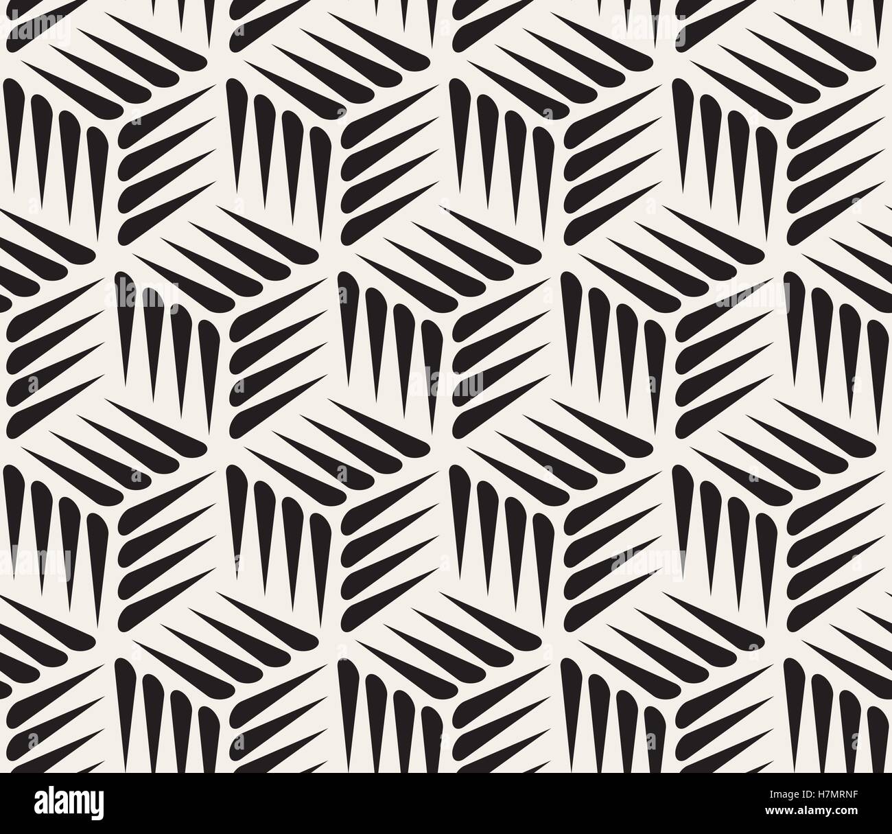 Vector Seamless Black and White Thorn Shape Cubic Geometric Pattern ...