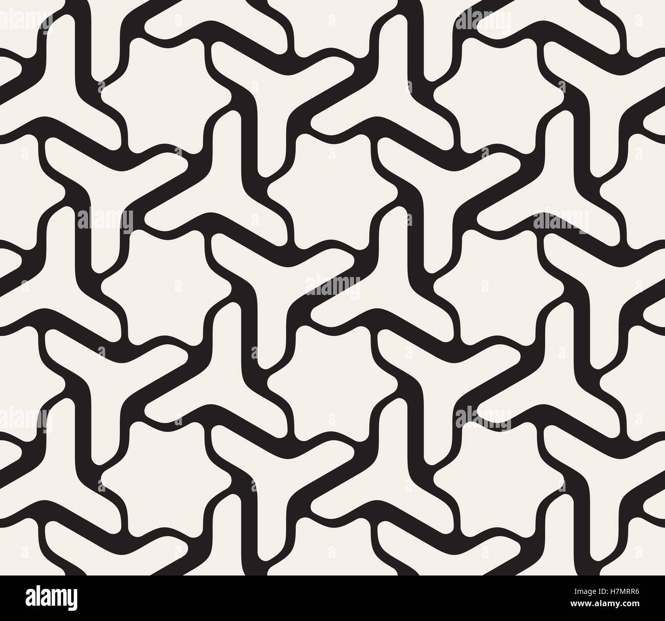 Vector Seamless Black and White Rounded Star Shapes Spiral Tiling ...