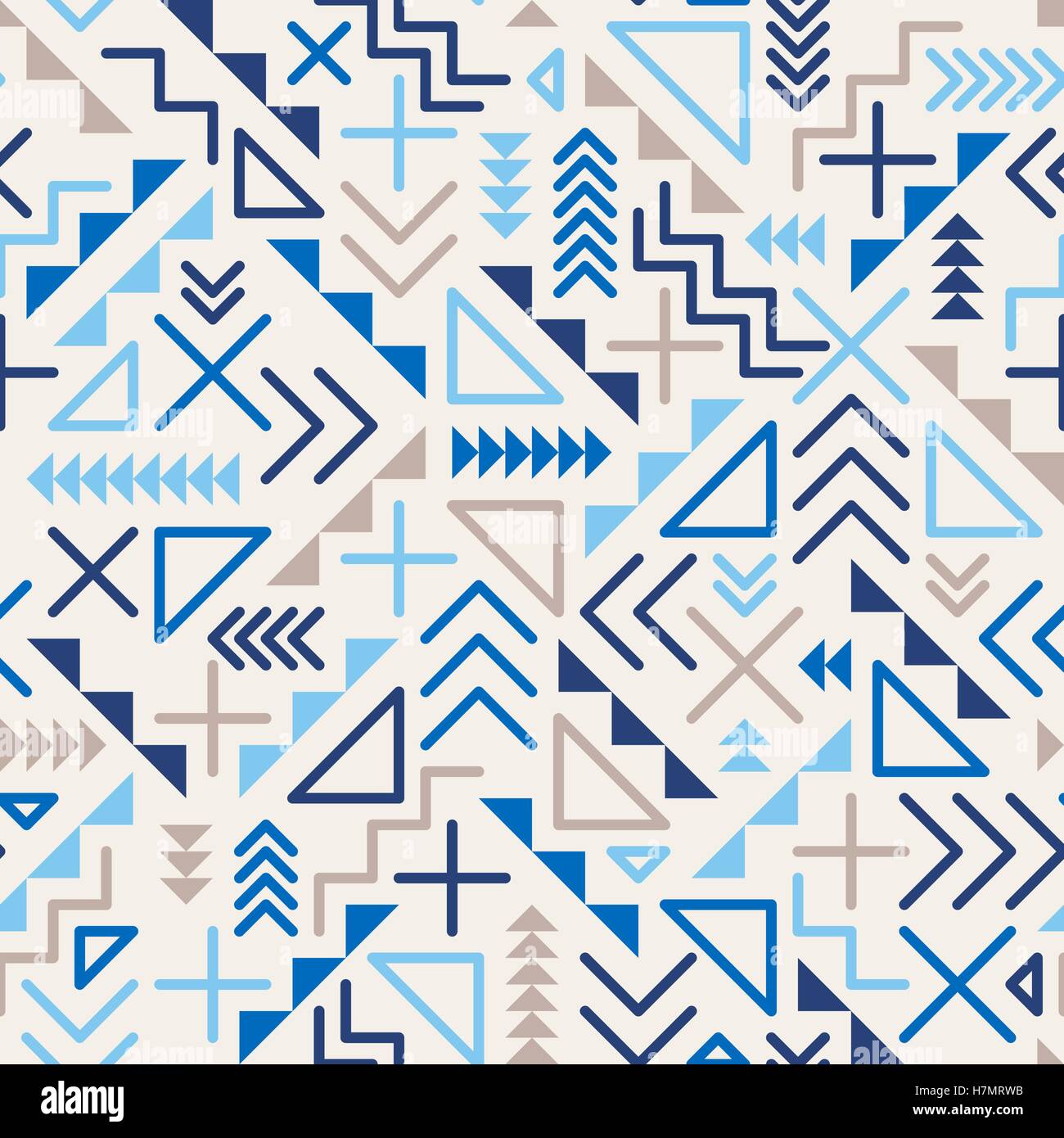 Vector Seamless Retro 80's Jumble Geometric Line Shapes Blue Hipster ...