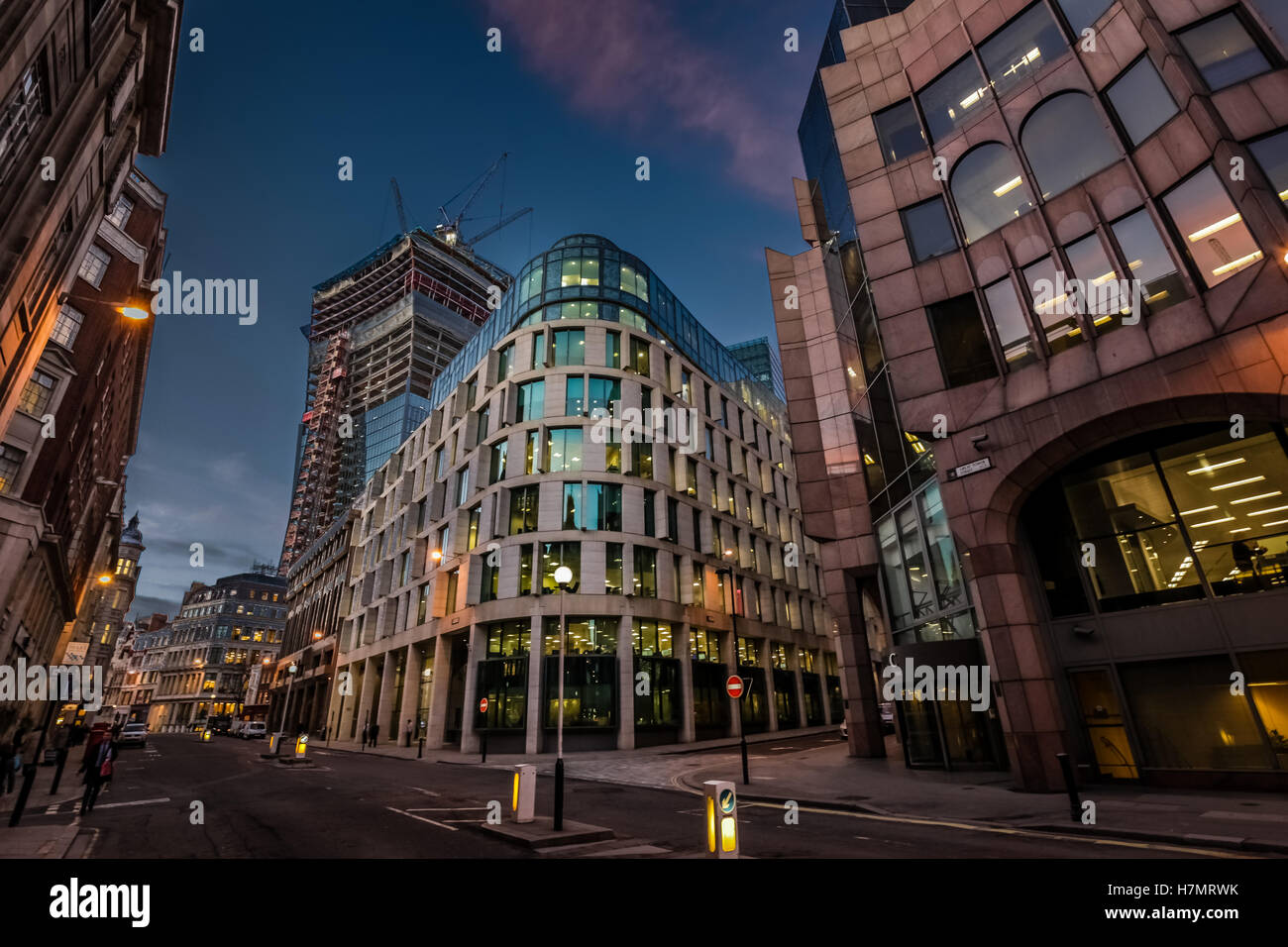 Picture of London commercial district at evening, London, England Stock ...